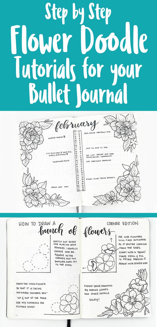 How to Draw Easy Flower Doodles for Bullet Journal Spreads