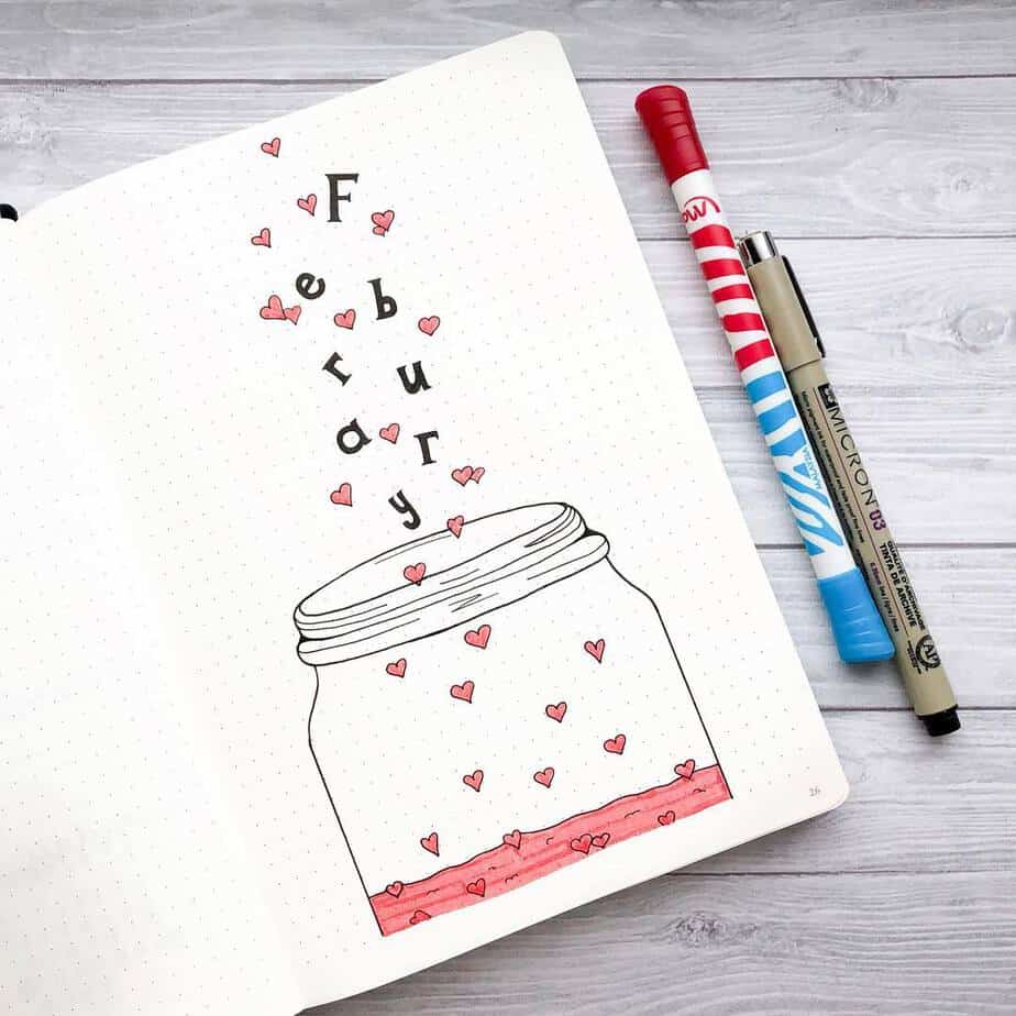 Bullet Journal Heart Theme Inspiration - Planning Mindfully